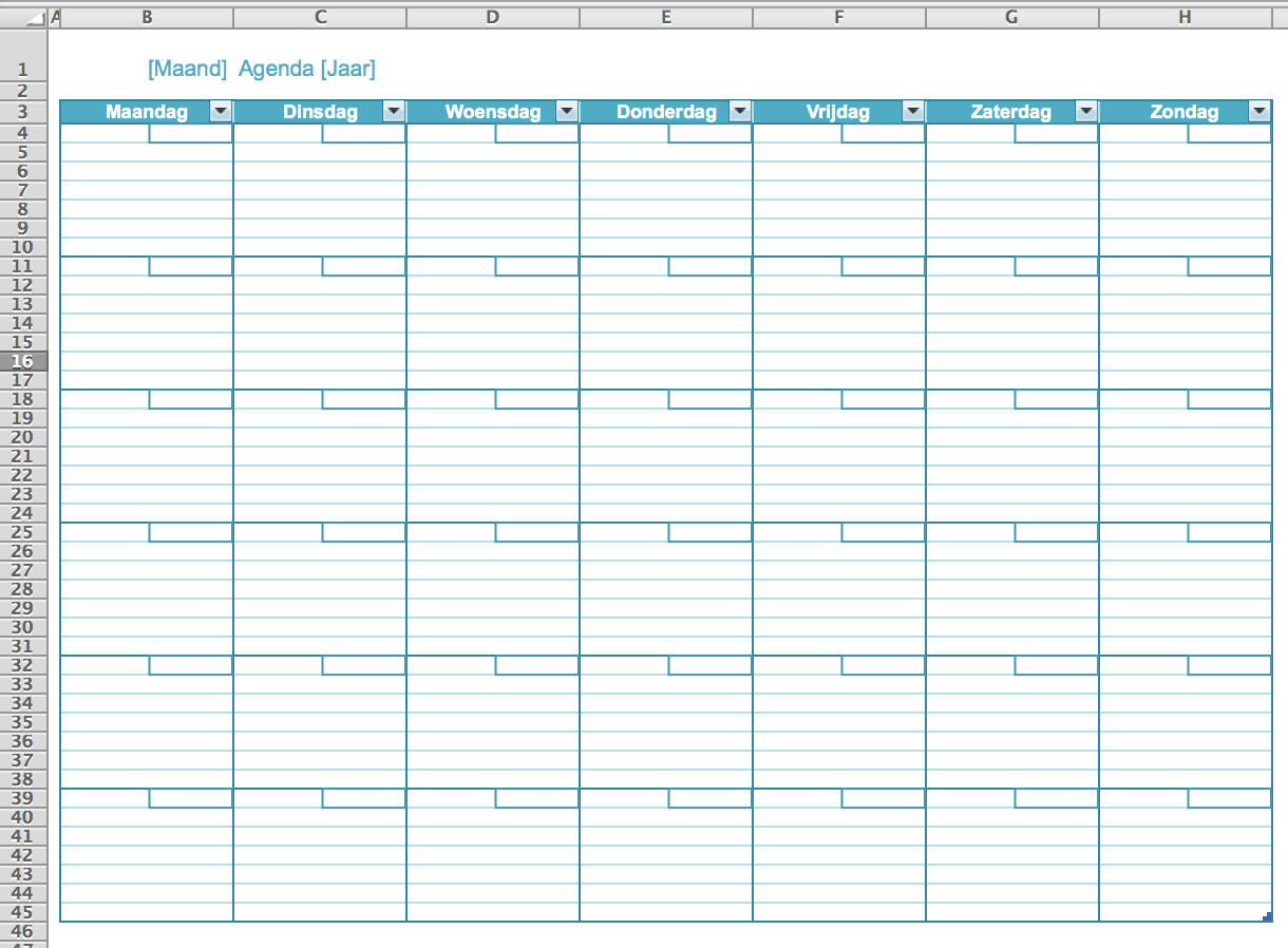 Agenda Kalender Weekrooster En Weekplanning Maken In Excel