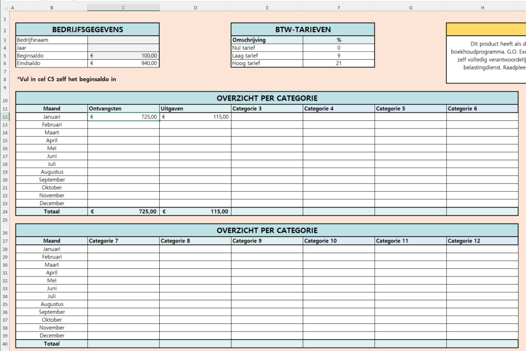 Kasboek in Excel kopen - Handleiding Excel