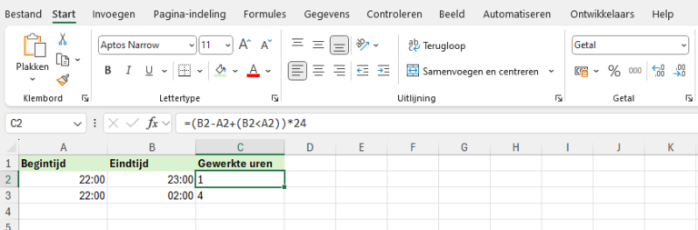 Gewerkte uren berekenen in Excel - Handleiding Excel