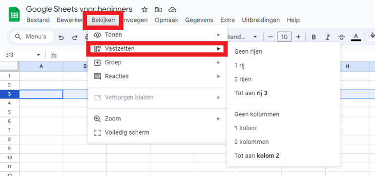Google Sheets handleiding voor Beginners - Handleiding Excel